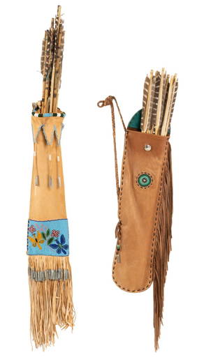 Set Of (2) Native American Quiver With Arrows