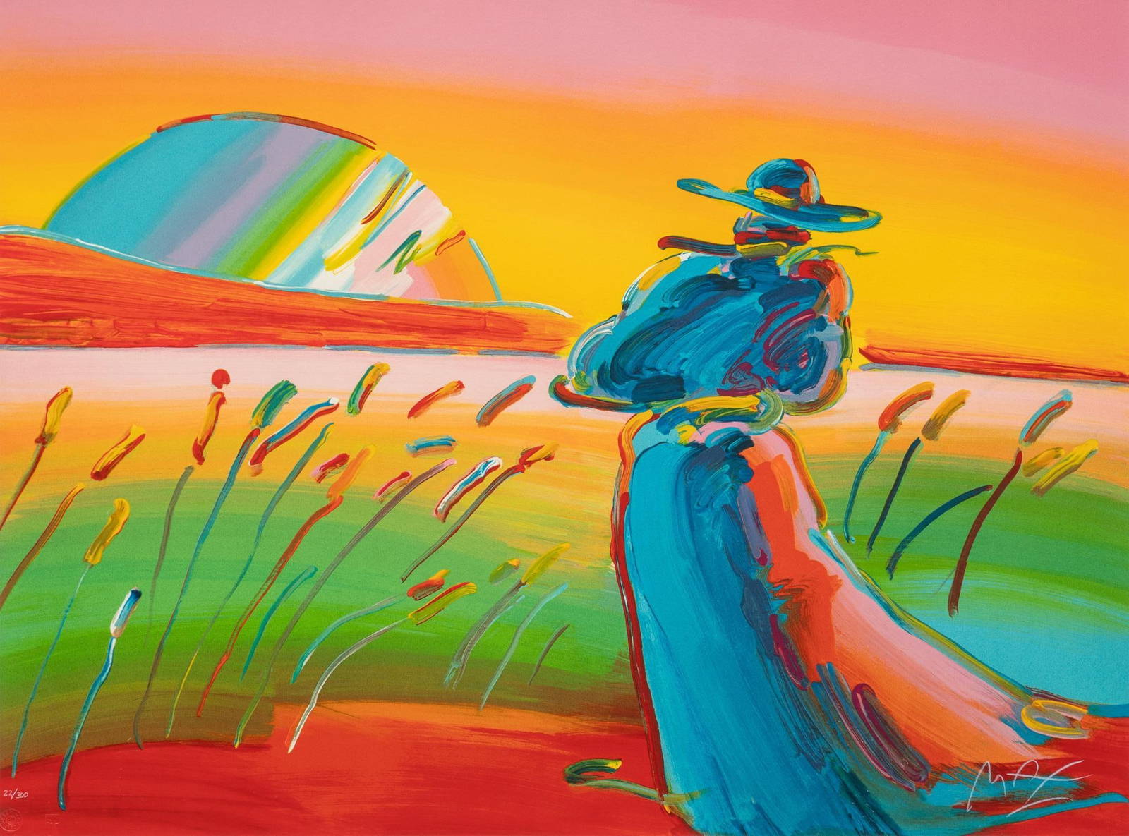 Peter Max, "walking In Reeds" Auction
