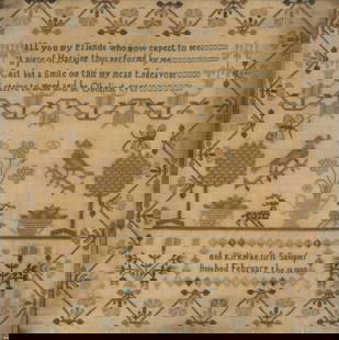 Framed Antique Sampler Auction