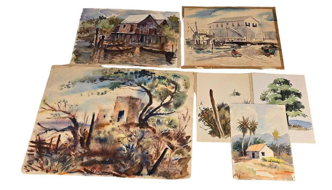 Warren Hunter, (6) Watercolors Auction