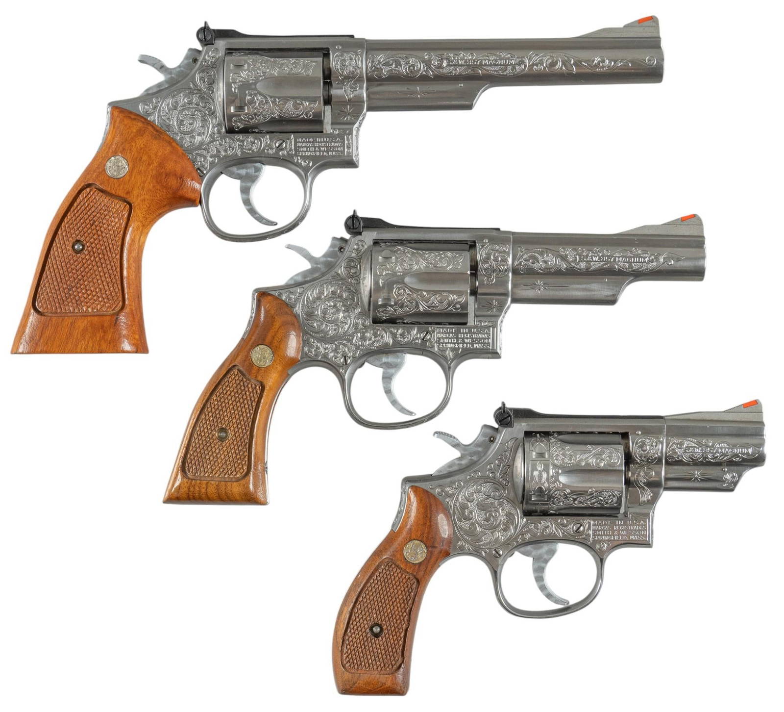 Collection Of 3 Custom Engraved Smith & Wesson Model 66 Revolvers Auction