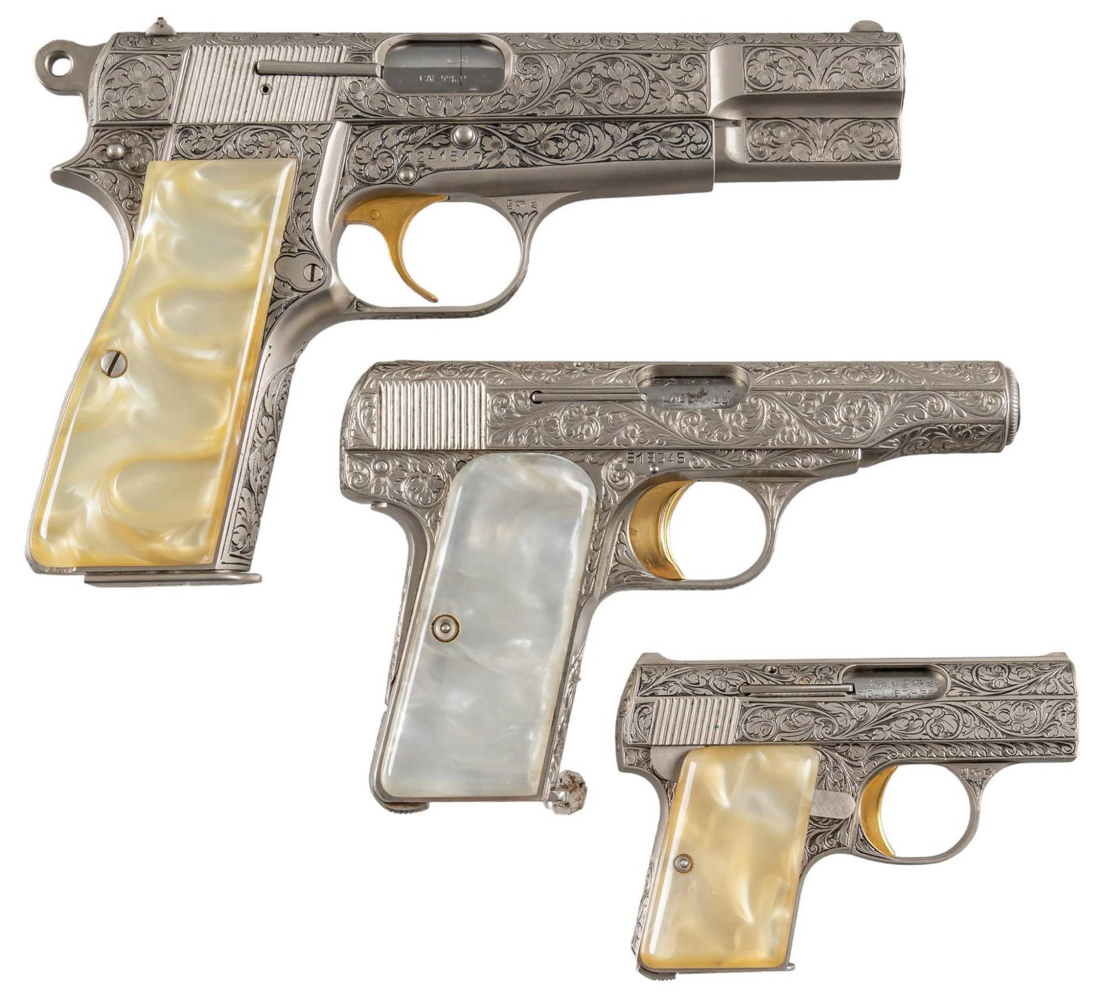 Beautiful Rare Cased Browning Engraved Renaissance Pistol Set Auction