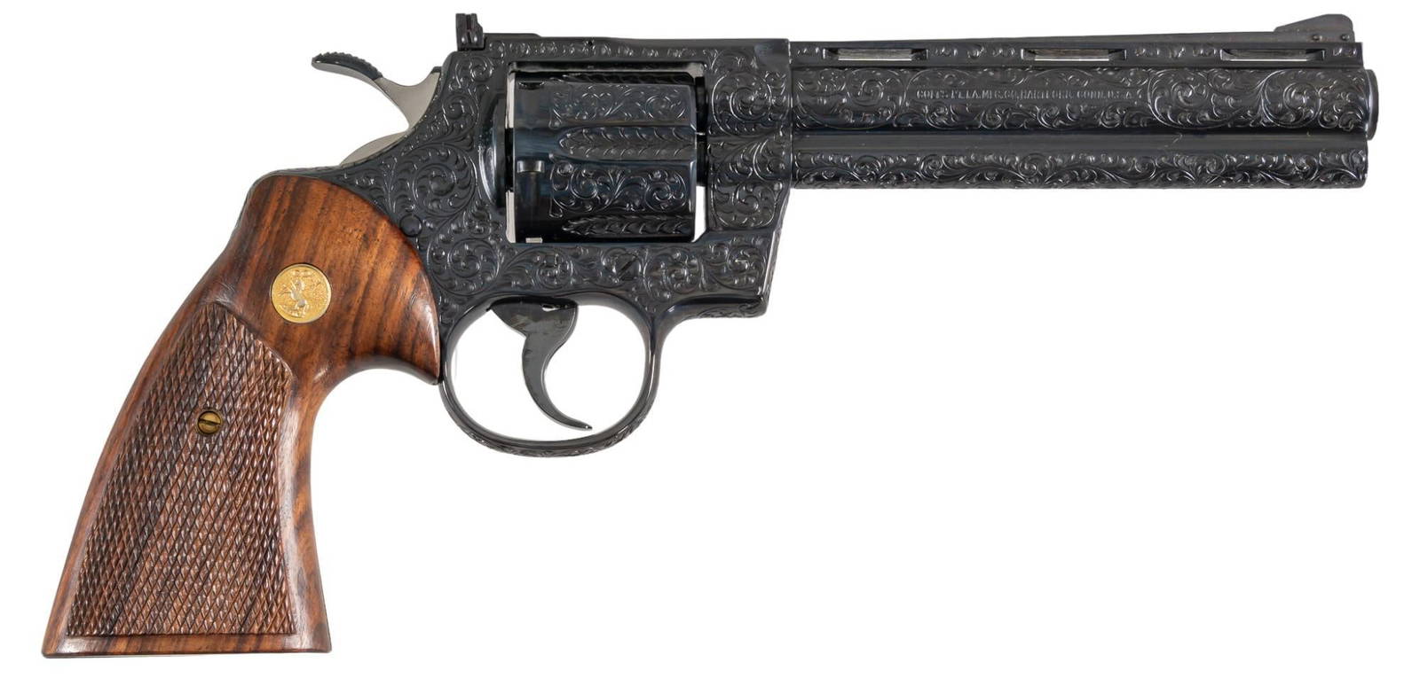 Class "d" Engraved Colt Python W/ Letter And Presentation Case Auction