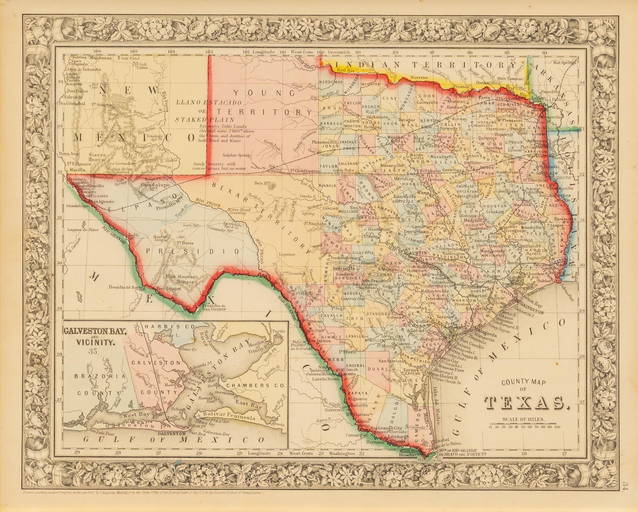 1860 County Map Of Texas