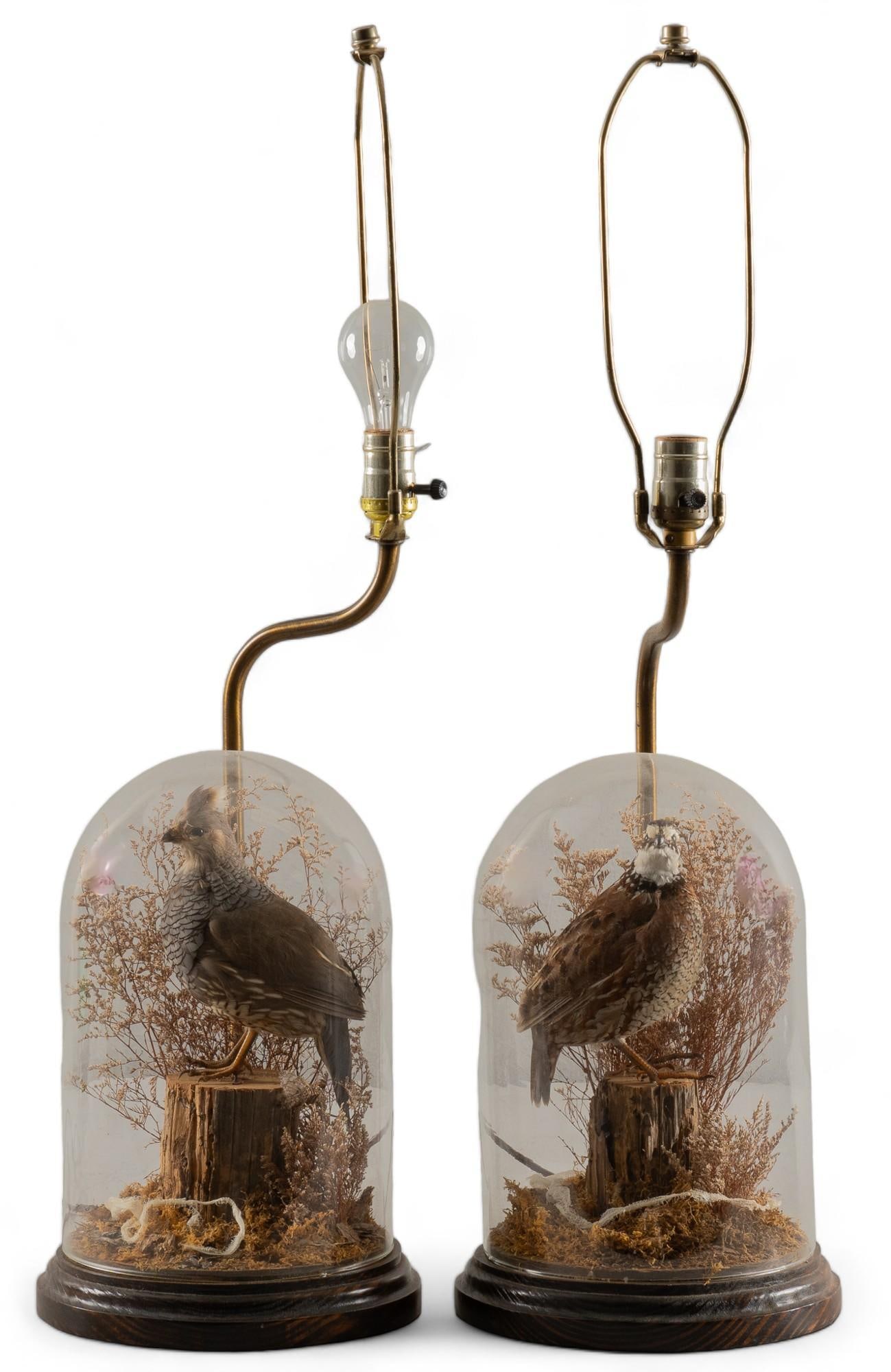 Pair Of Quail Mount Lamps Auction