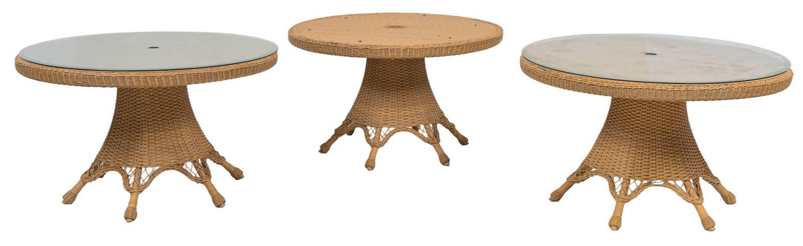 (3) Round Wicker Tables