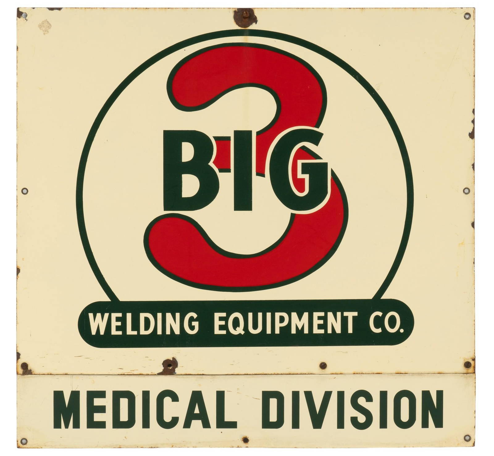 Big 3 Welding Equipment Porcelain Sign Auction