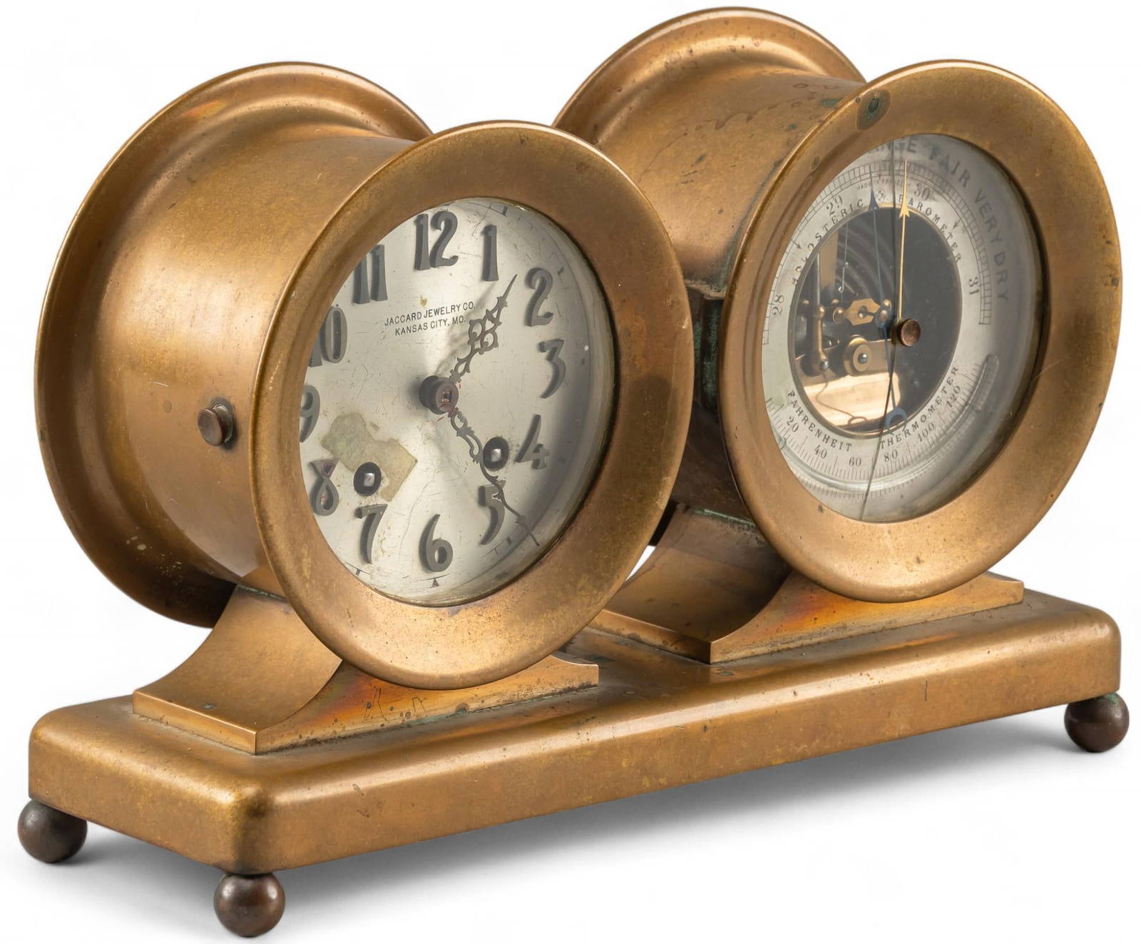 Jaccard Jewelery Co. (usa) Brass Ship Clock And Barometer Auction