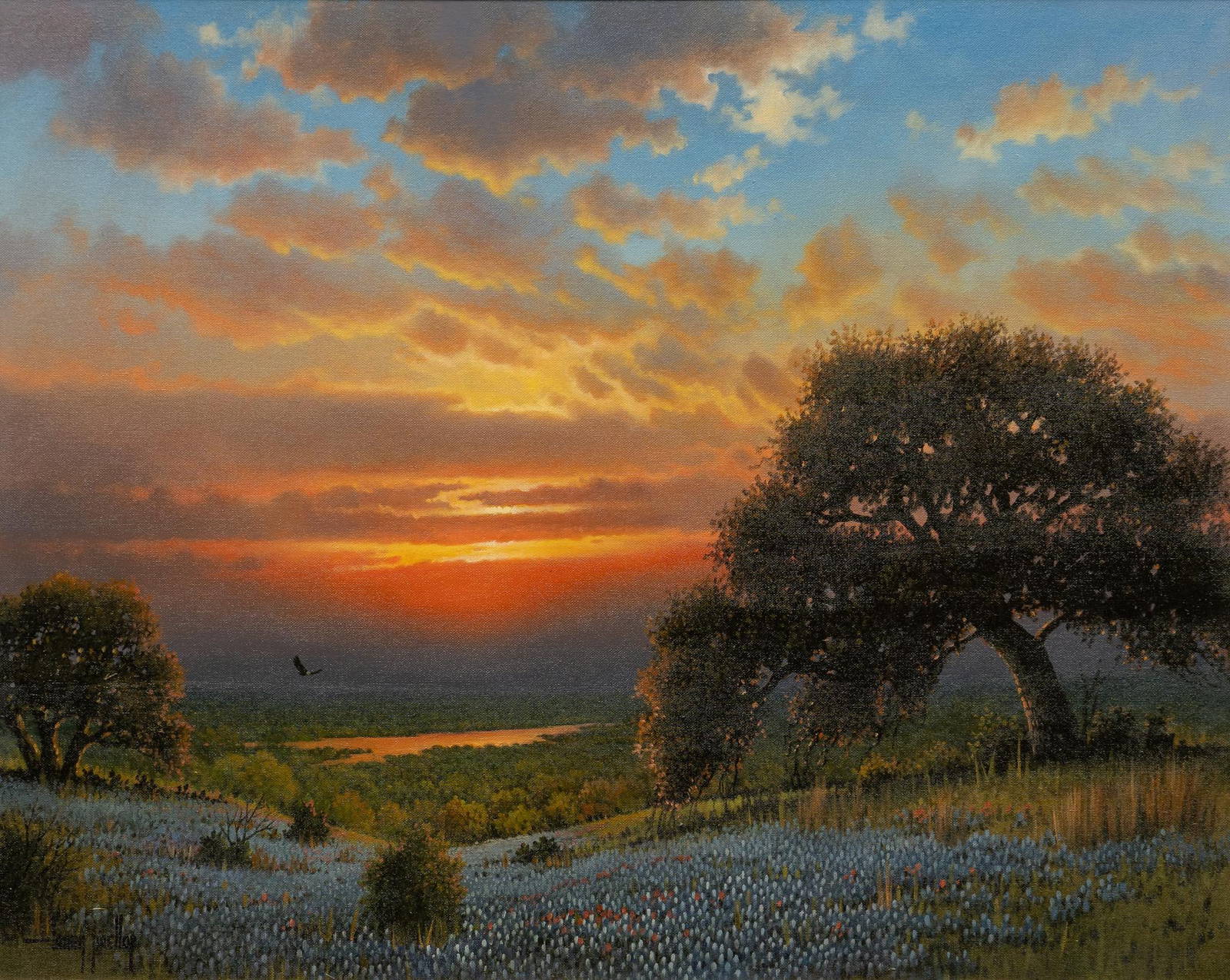 Larry Prellop, Sunset With Eagle Auction