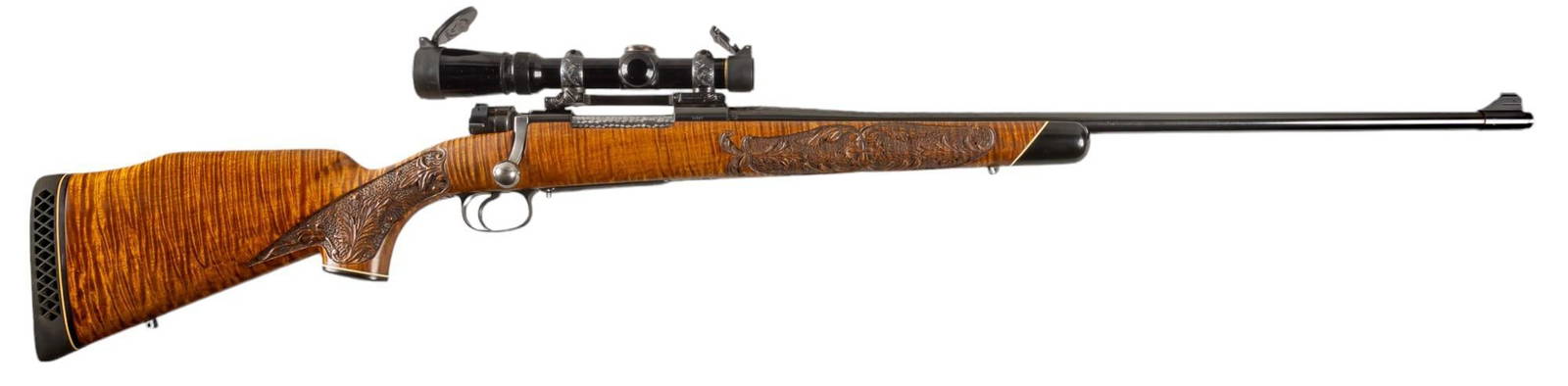 Early Engraved Weatherby M98 375 H&h Mag Bolt Action Rifle Auction