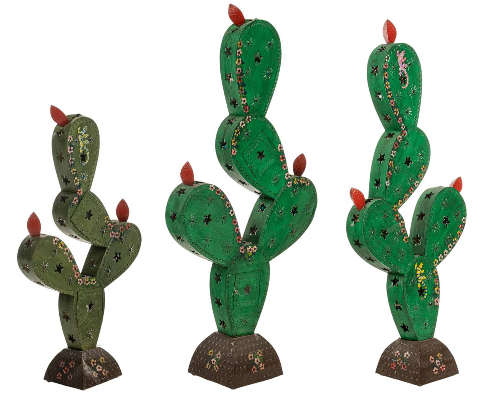 Set Of (3) Light Up Cactus Decorations Auction