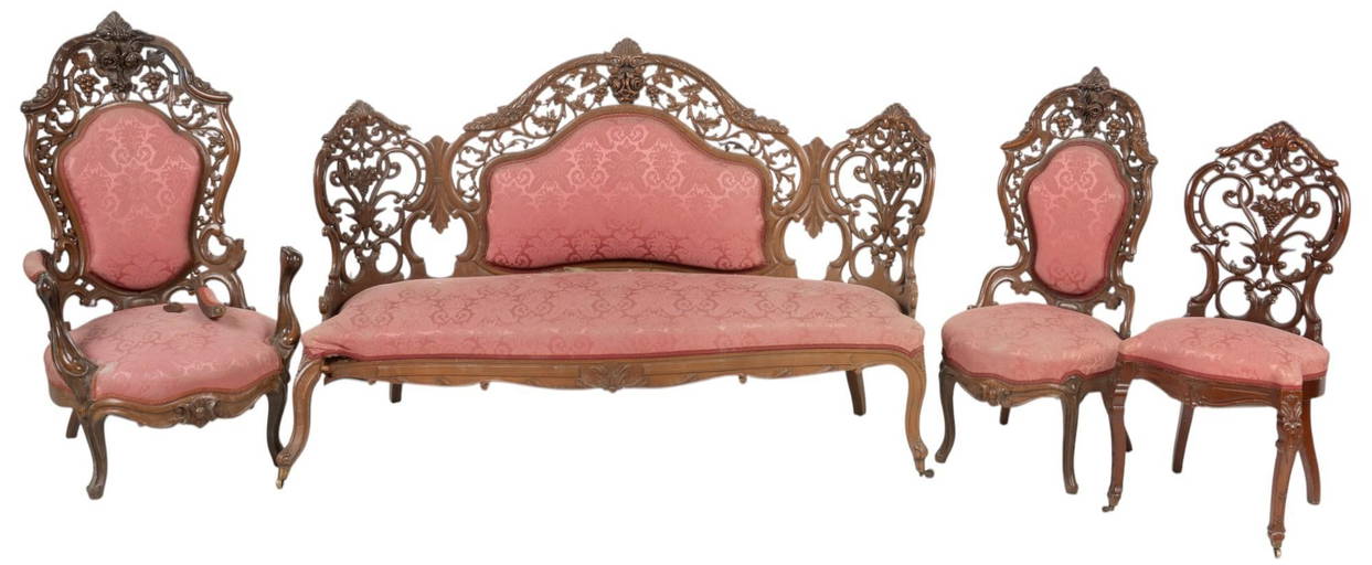 (4) Piece American Rococo Revival Parlor Set