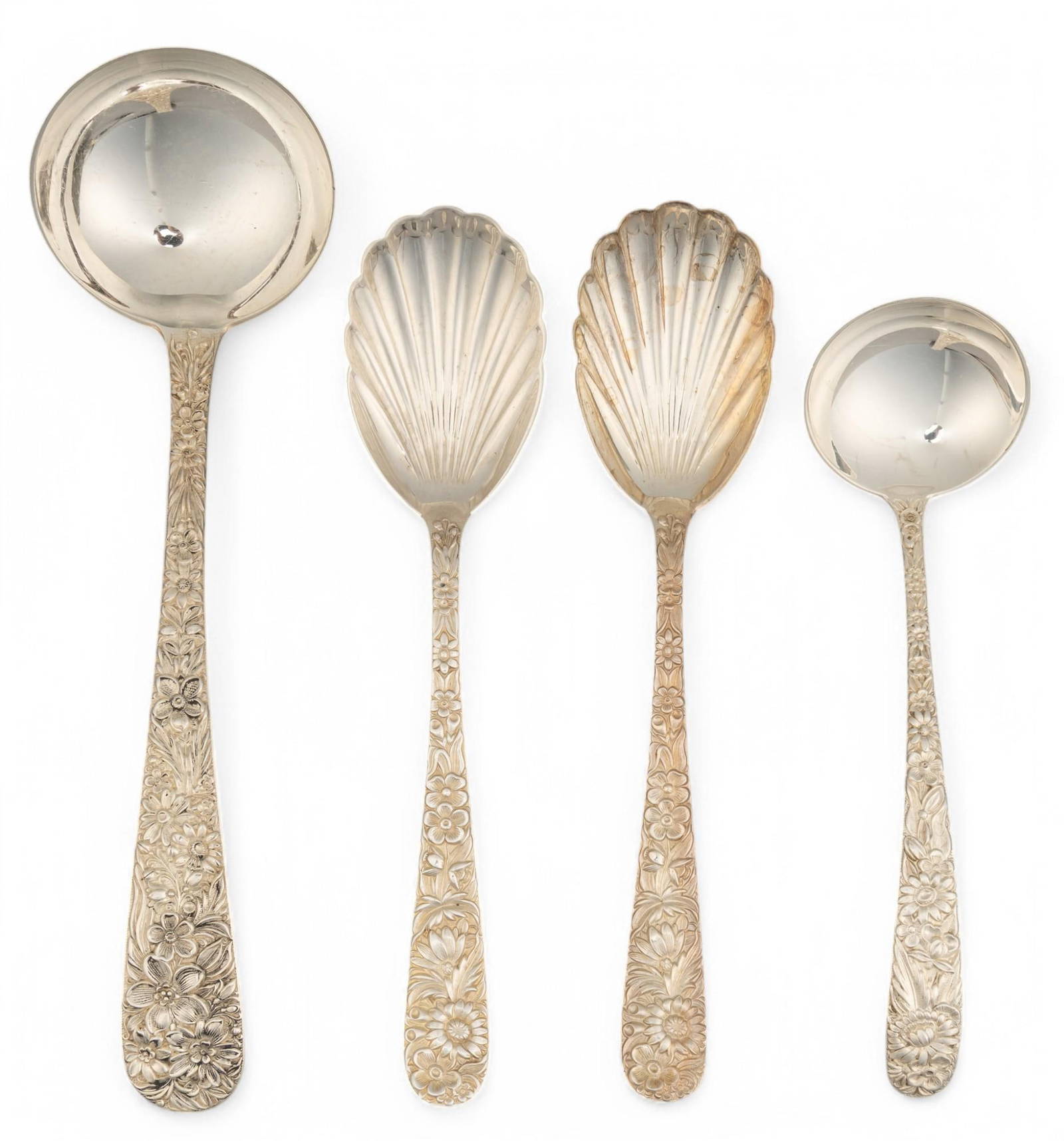 (3) "repousse" By Kirk & Son Sterling Silver Serving Spoons Auction