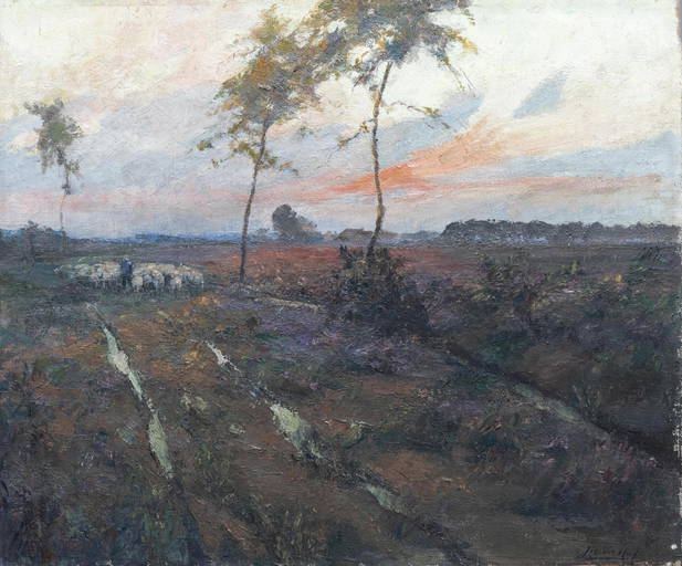 Joseph Van Hoof (1889 1937): 'idylle', Oil On Canvas,