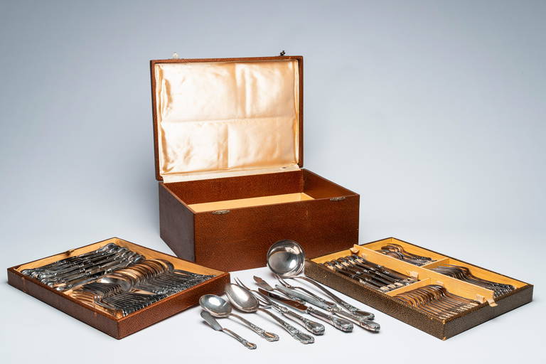 A 103 Piece Silver Plated Rococo Style Cutlery Set With Matching Box ...
