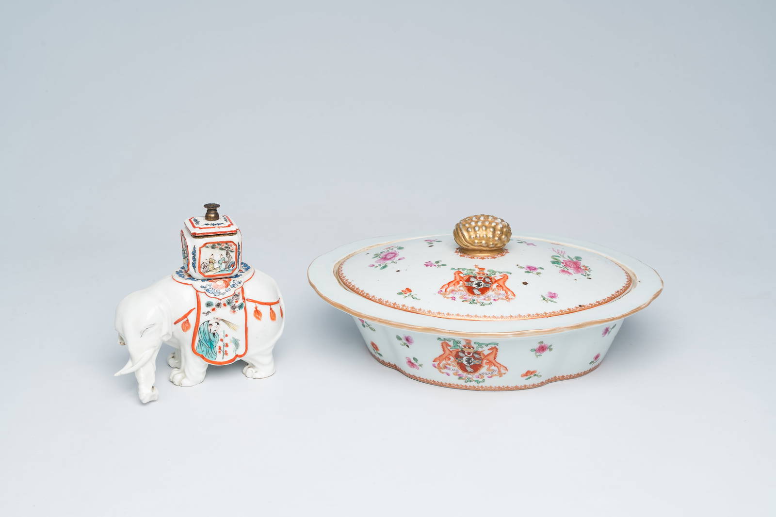 A French Samson Kakiemon Style Elephant-shaped Inkwell And A Famille ...
