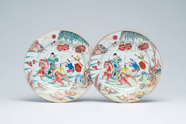 A Pair Of Chinese Famille Rose 'scholar Zhang Sheng And His Servant ...