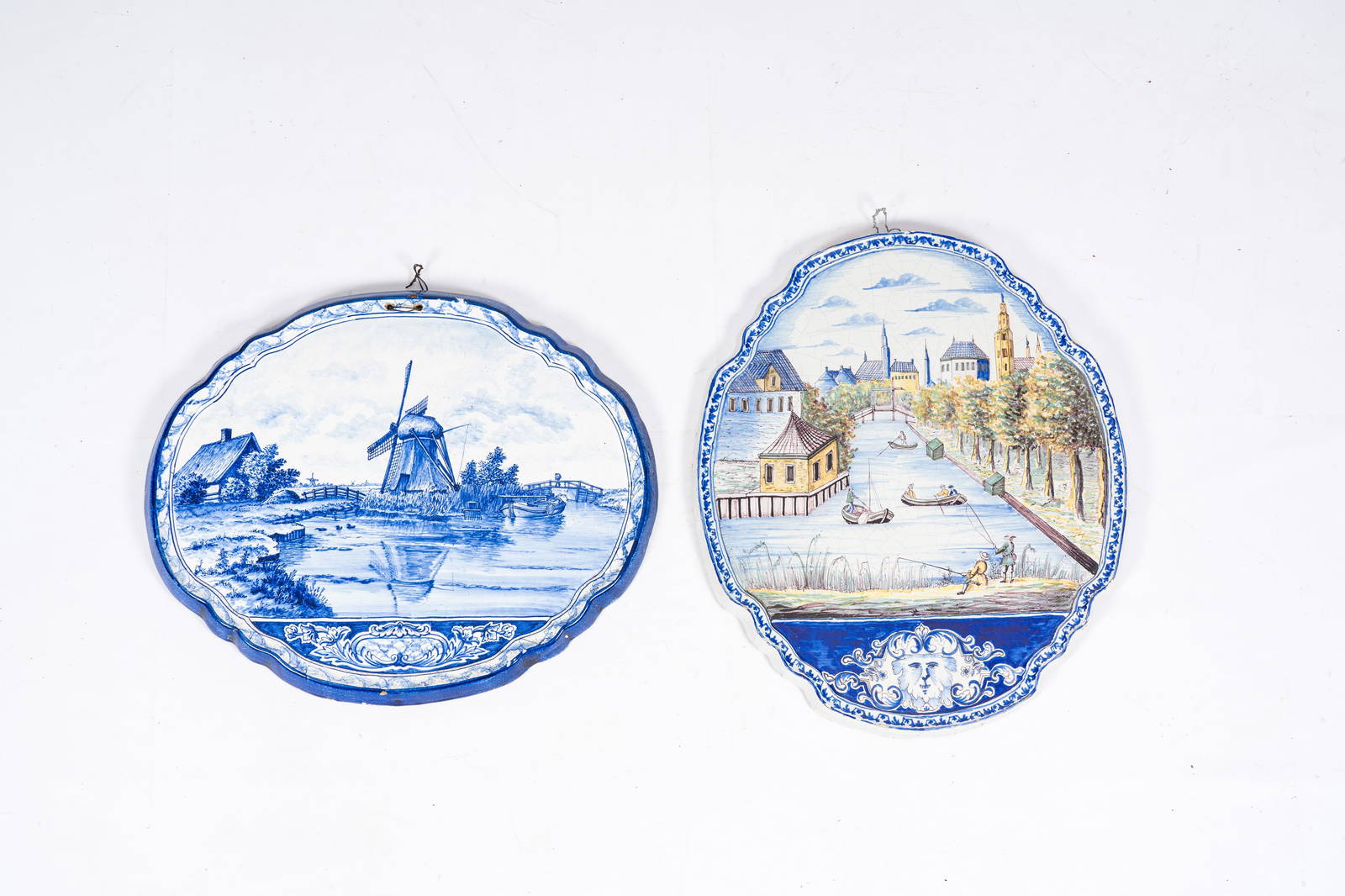 Two Large Blue, White And Polychrome Dutch Delft Plaques With A ...