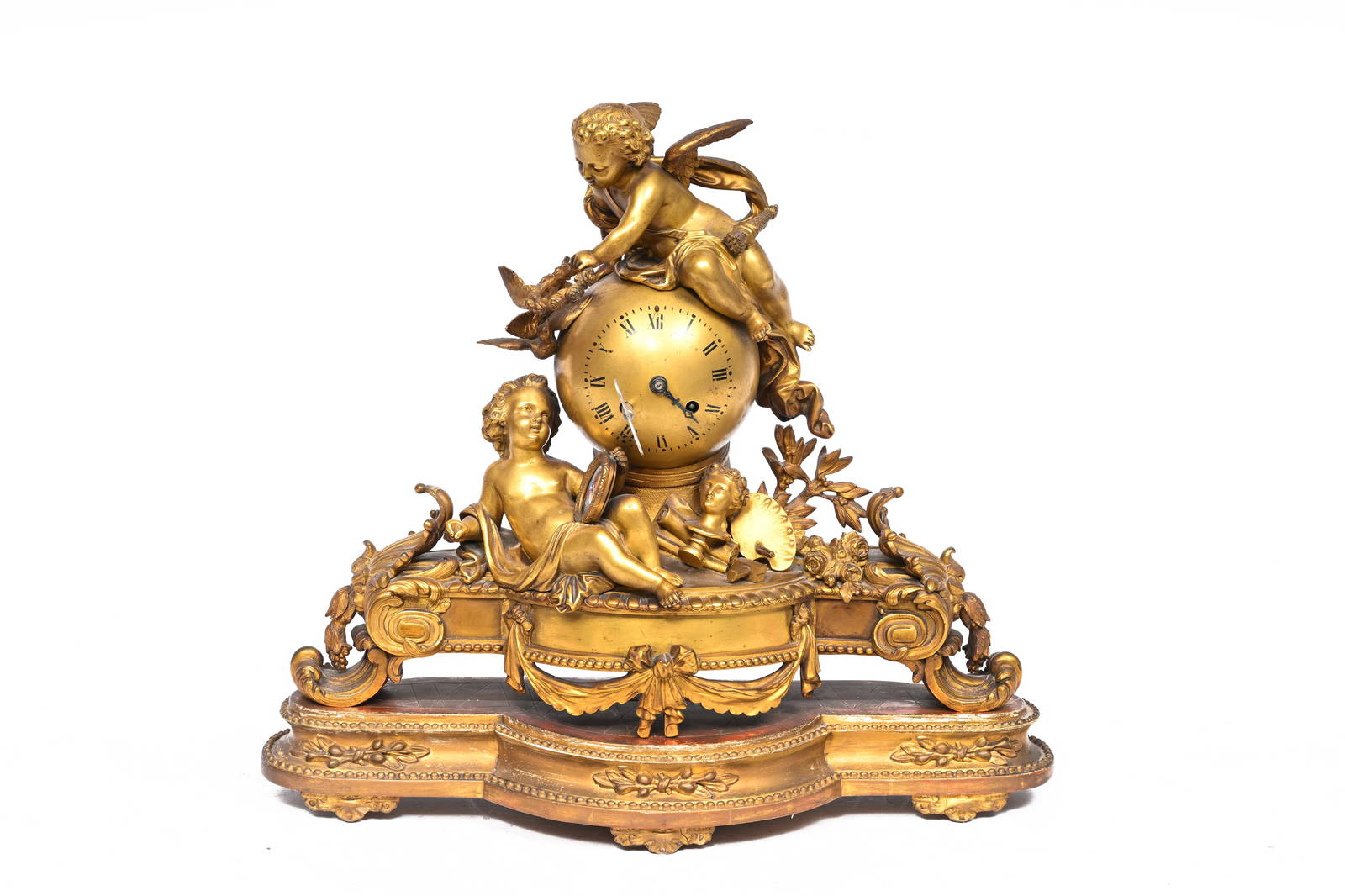 A French Gilt Bronze Mantel Clock Surmounted By The Liberal Arts And ...