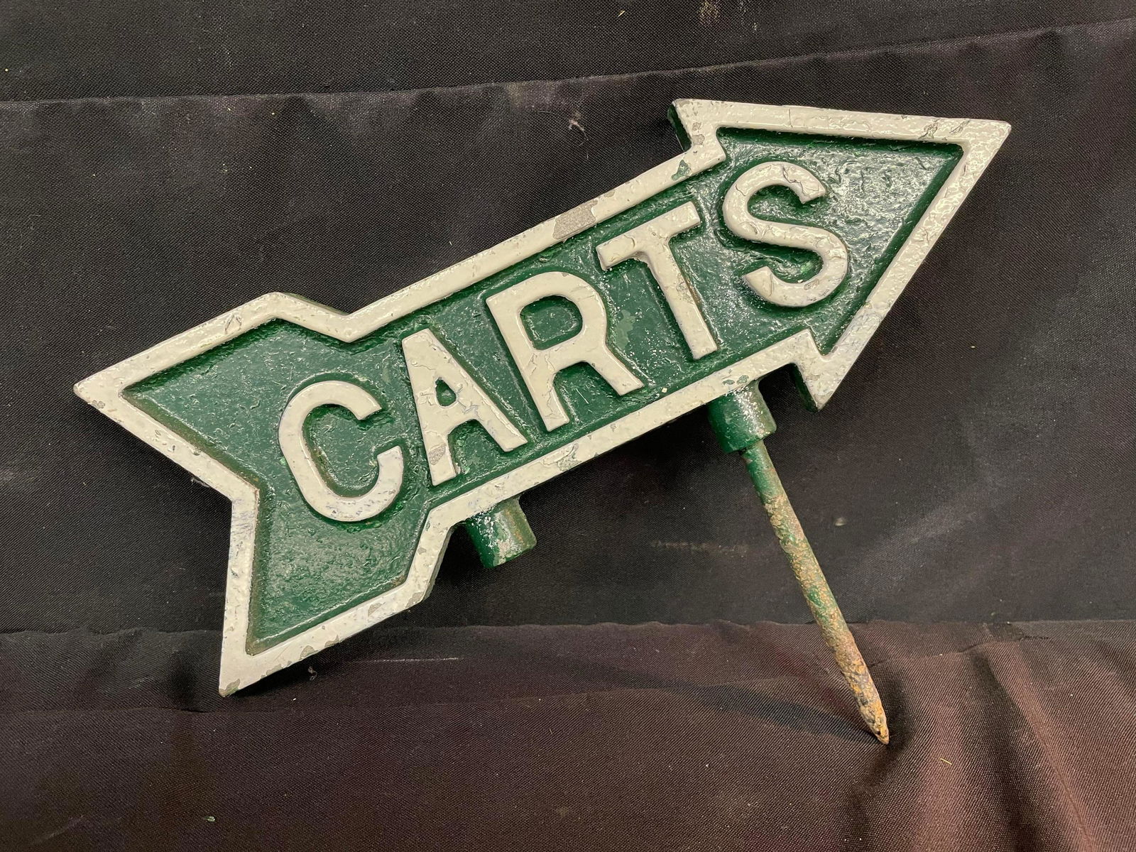Cast Iron "carts" Arrow Sign