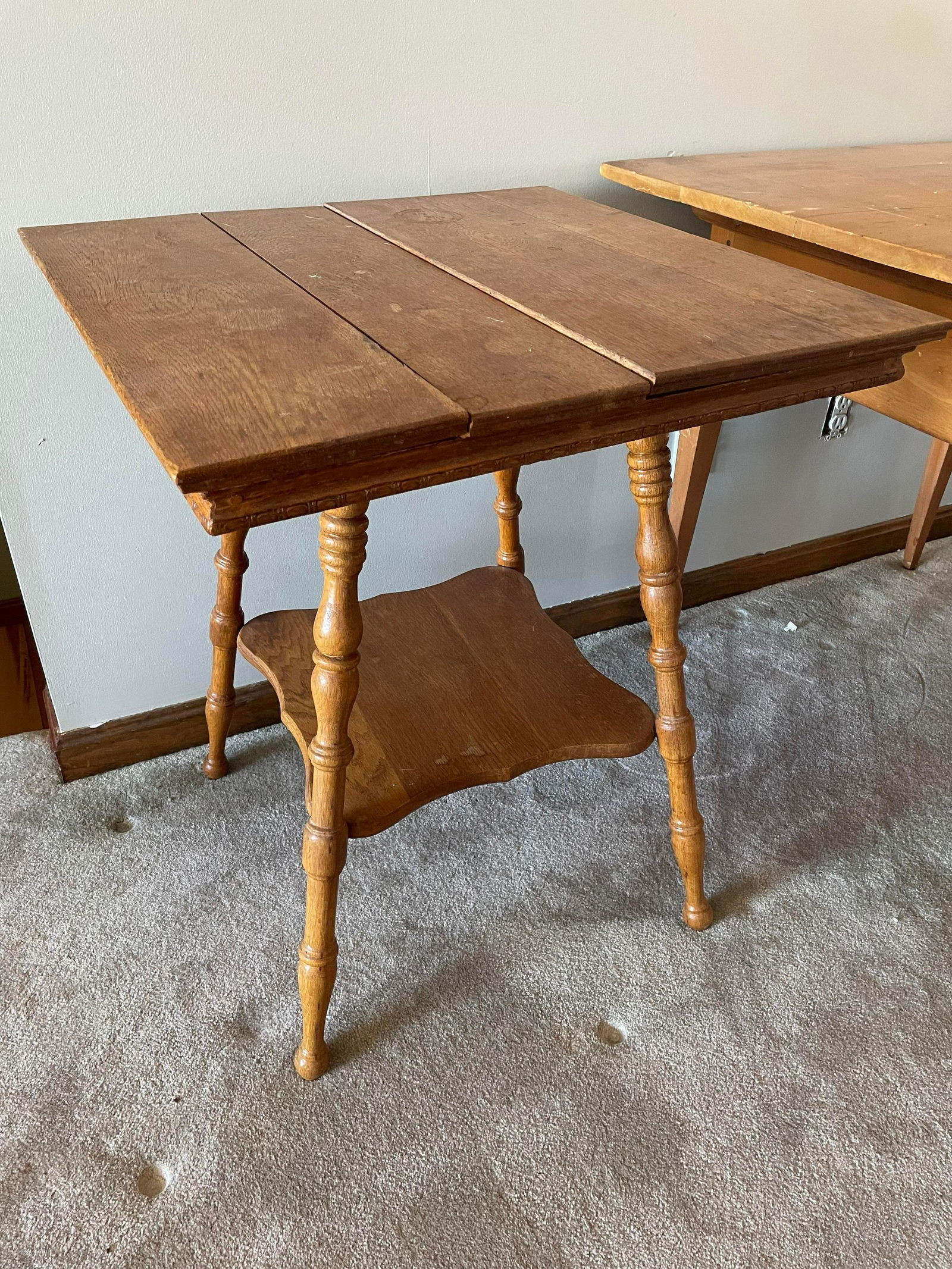 Antique Square Oak Parlor Table (as Found)