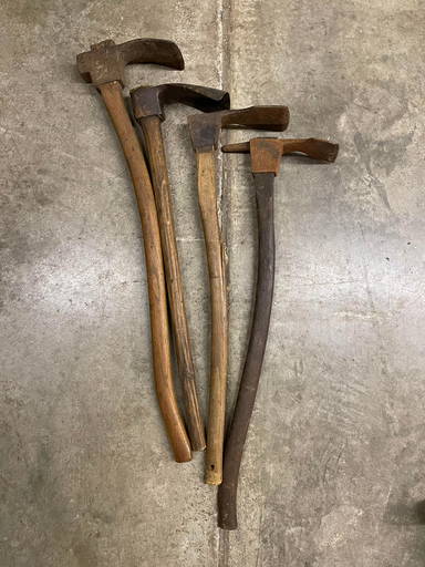 4 Part Group Of Primitive Antique Pickaxe Hoes