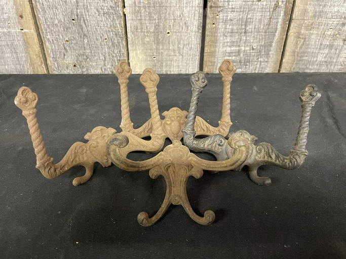 Wrought Iron Hall Tree Hardware Coat Hangers - Hat Rack Hooks (#0020 ...