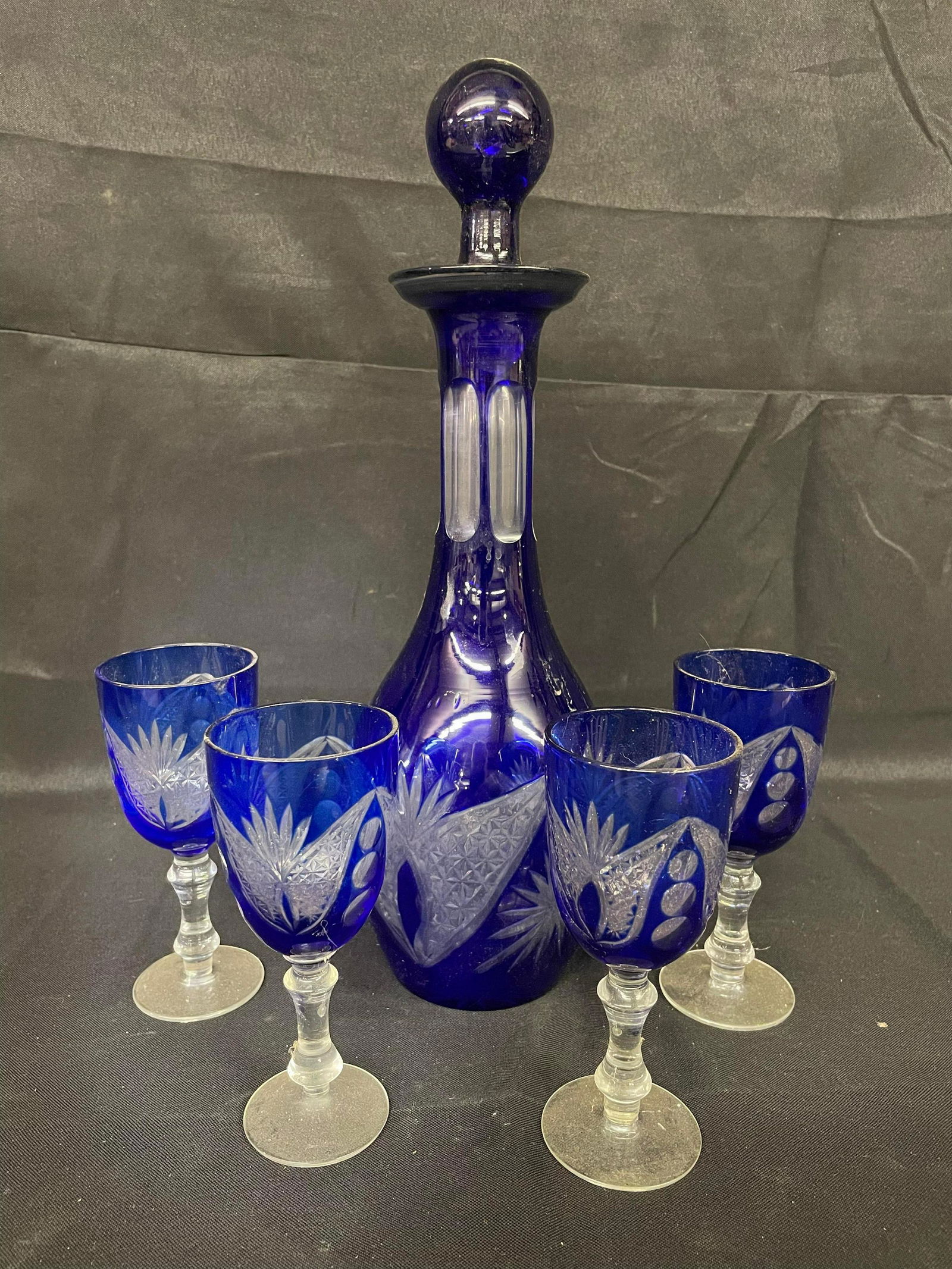 Cobalt Blue Decanter And Glass Set
