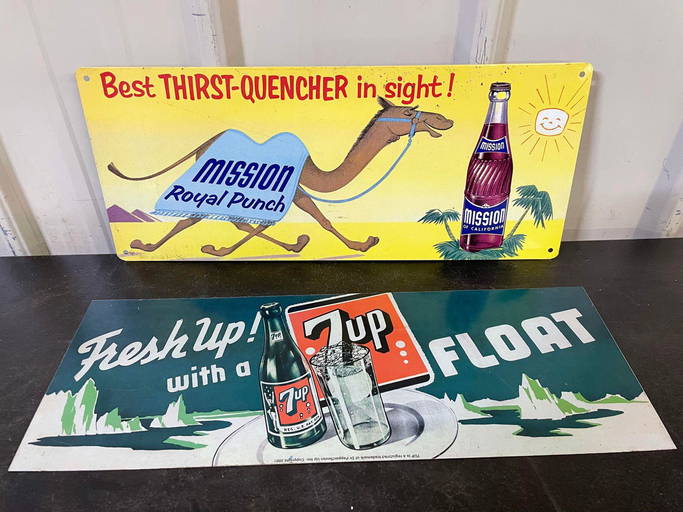 Vintage 7up And Mission Royal Punch Signs