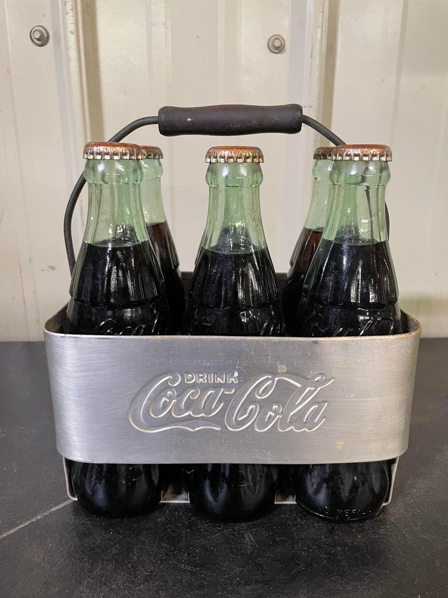 Vintage Coca Cola 6 Pack In Metal Carrier