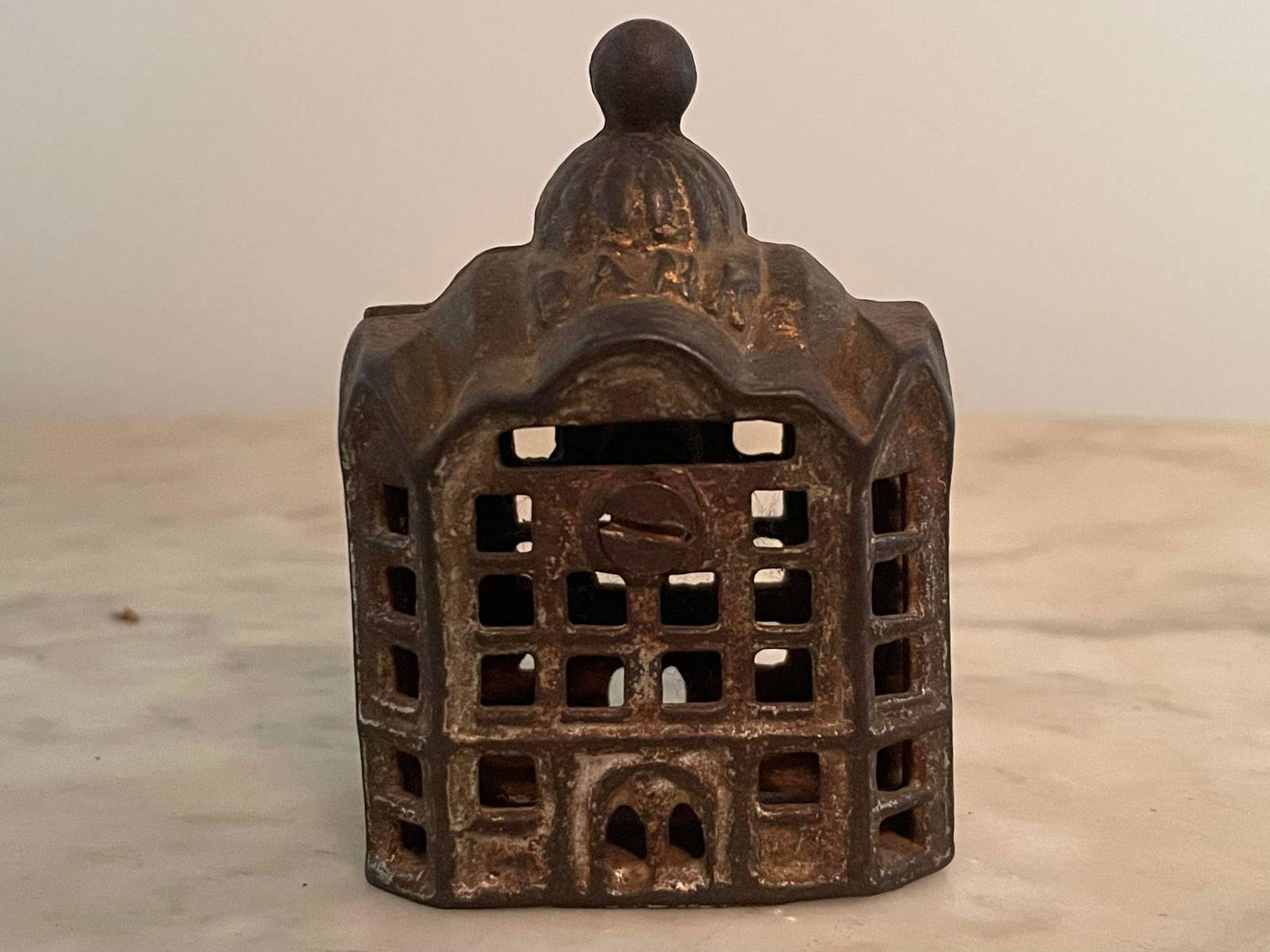 Antique Small Cast Iron Still Penny Domed Bank Auction