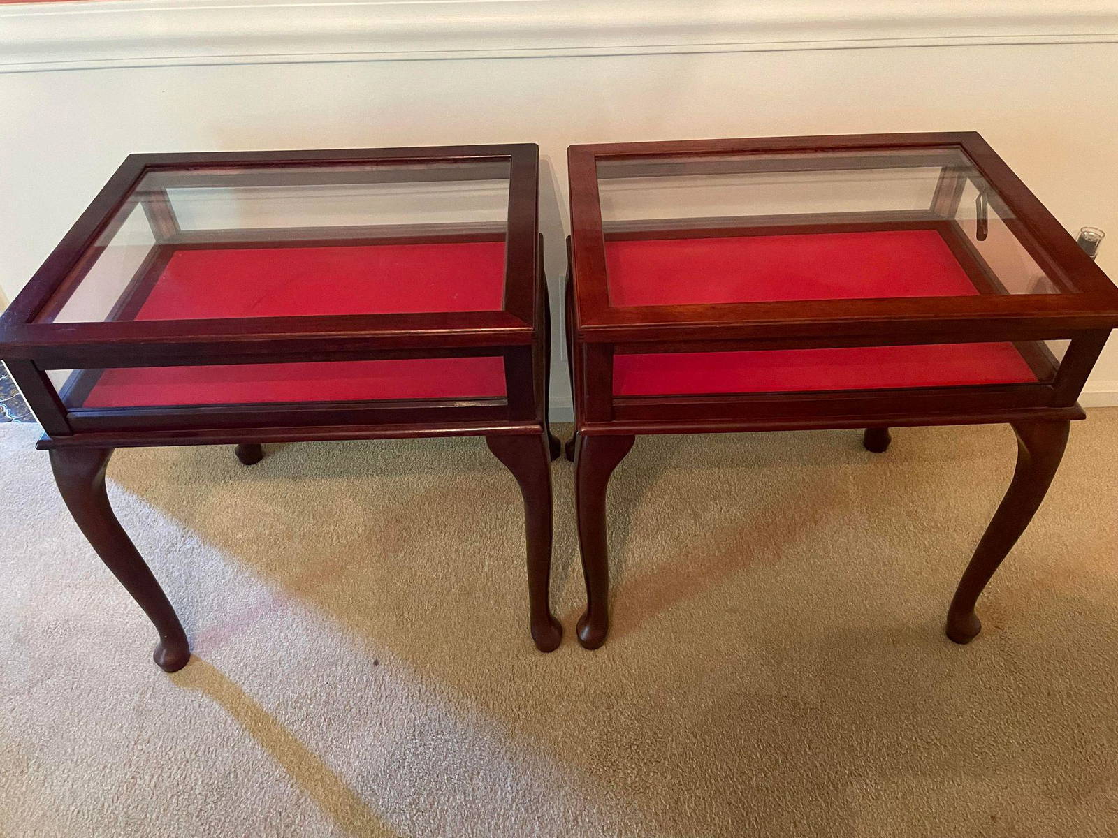 Matching Glass Display End Tables Auction