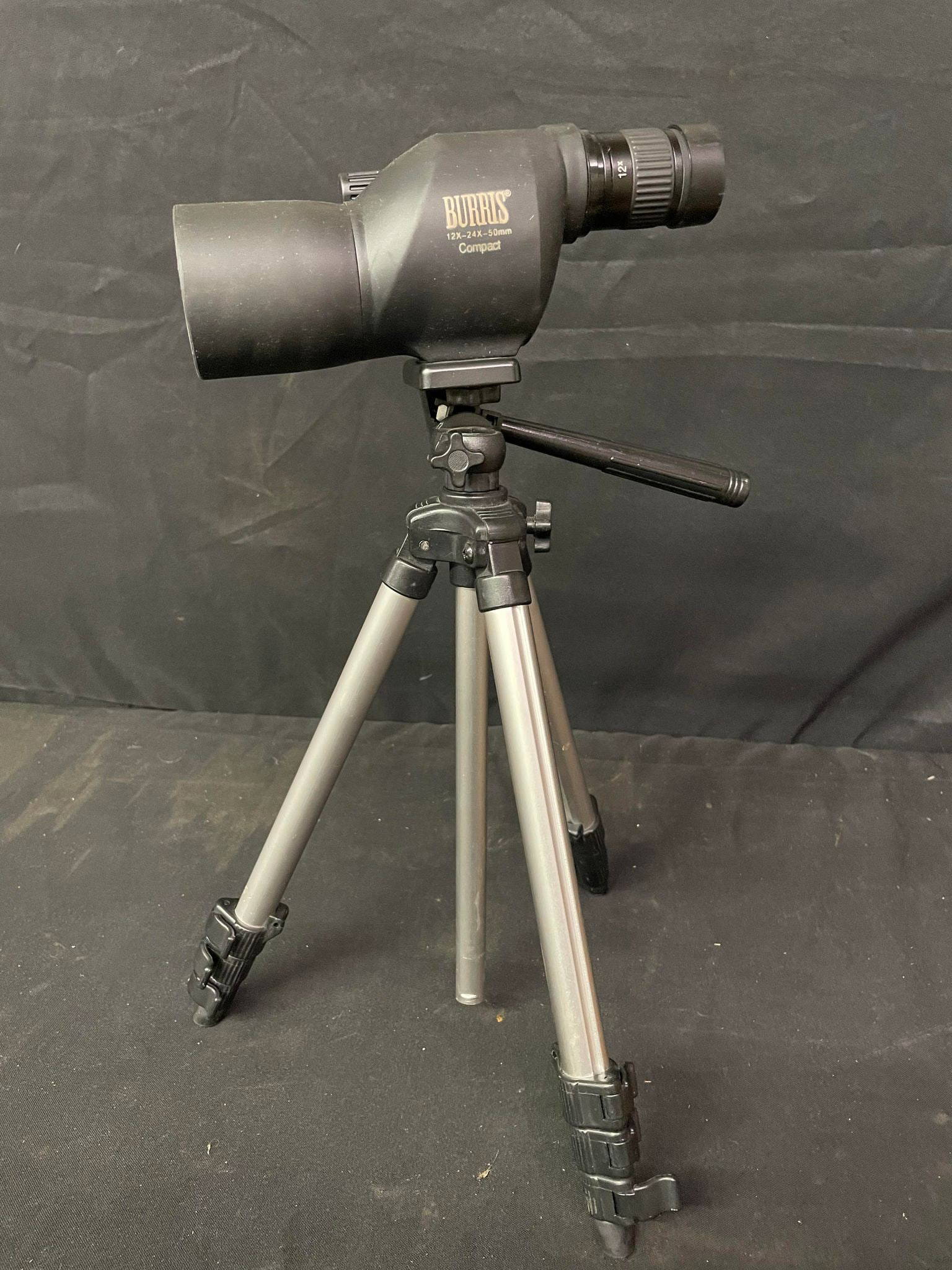 Burris 12x - 24x - 50mm Compact Spotting Scope, Black On Tripod Auction