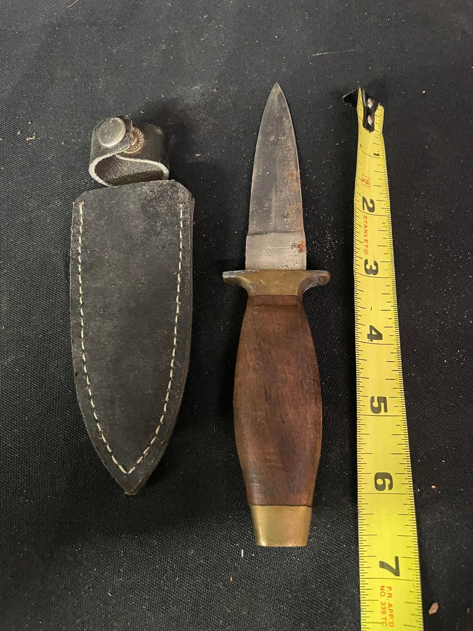 Small Wooden Handle Blade W/ Sheath Auction