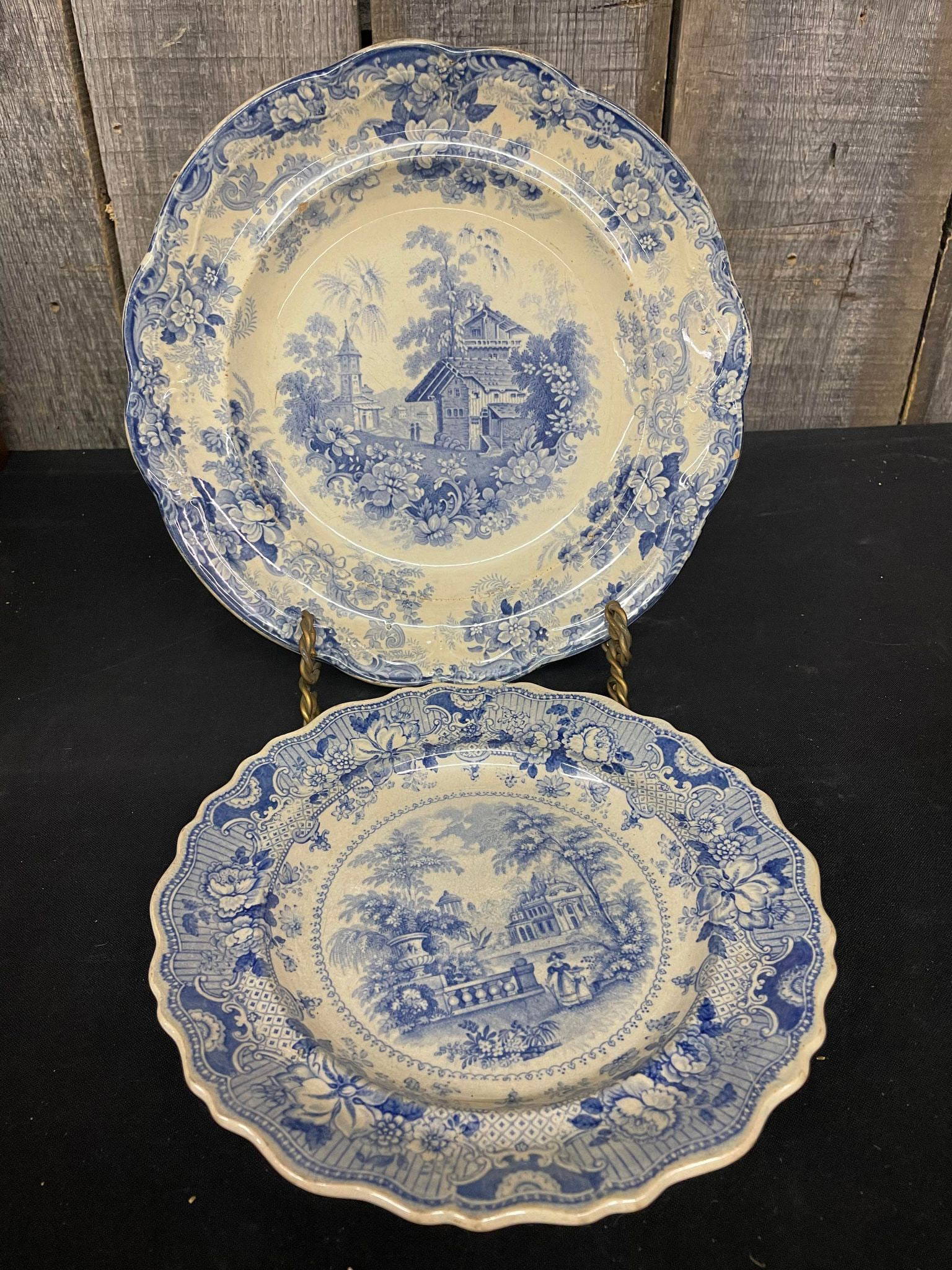 Two Blue Transferware Plates Auction