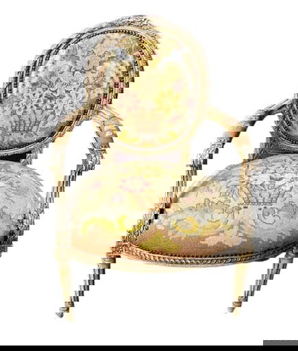 French Victorian Style Needlepoint Parlor Chair 37.5"t 25"w 21"d