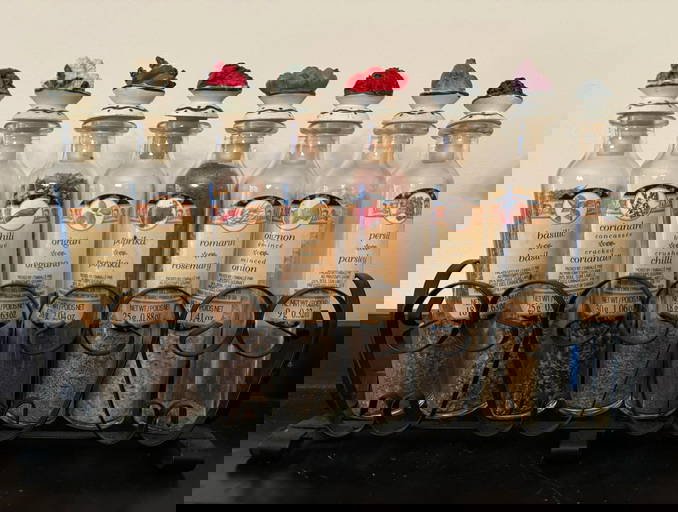 Wrought Iron Spice Rack 7 Piece Set With Original Spices