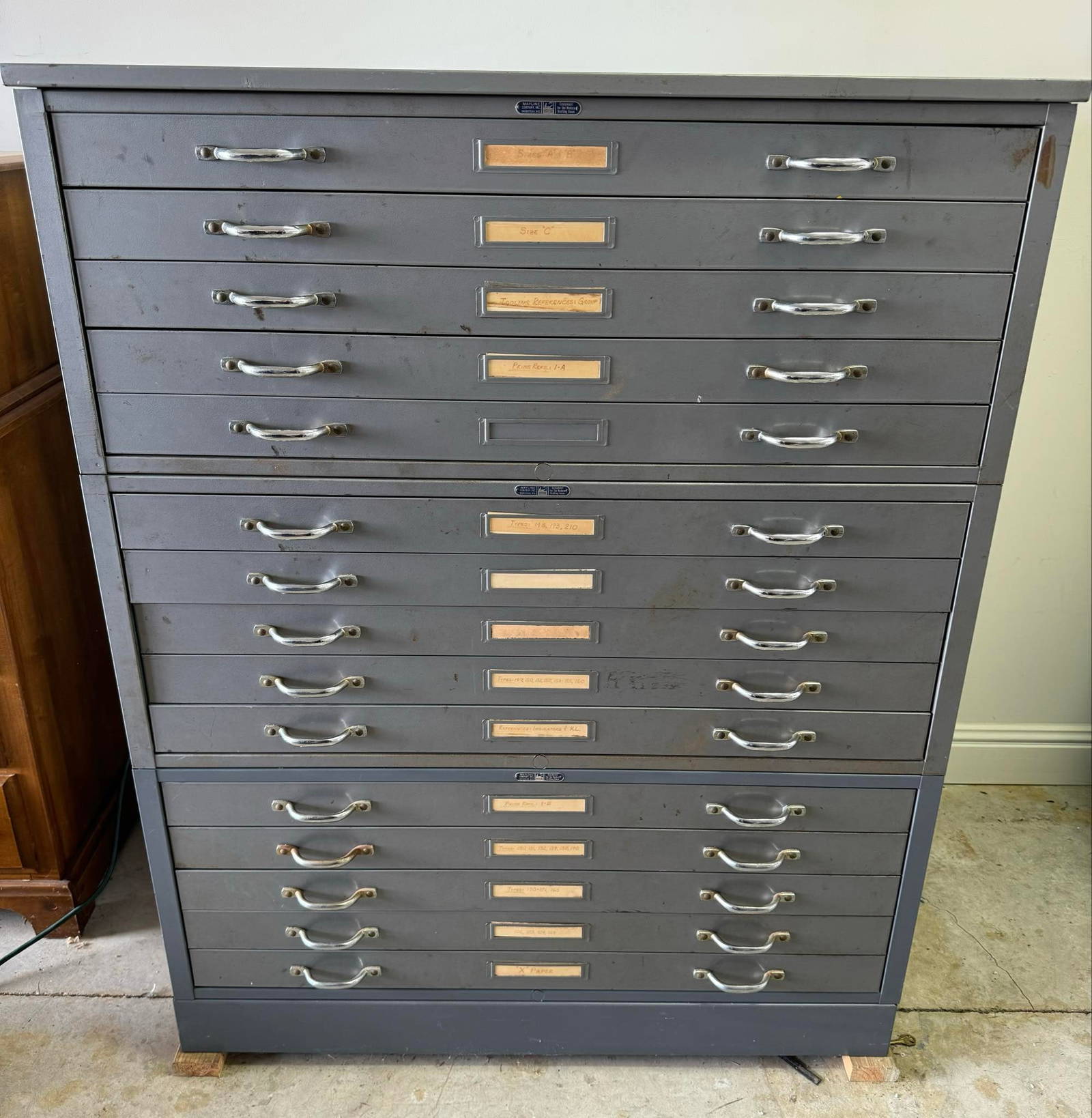 Mayline Flat File 15 Drawer Cabinet Auction