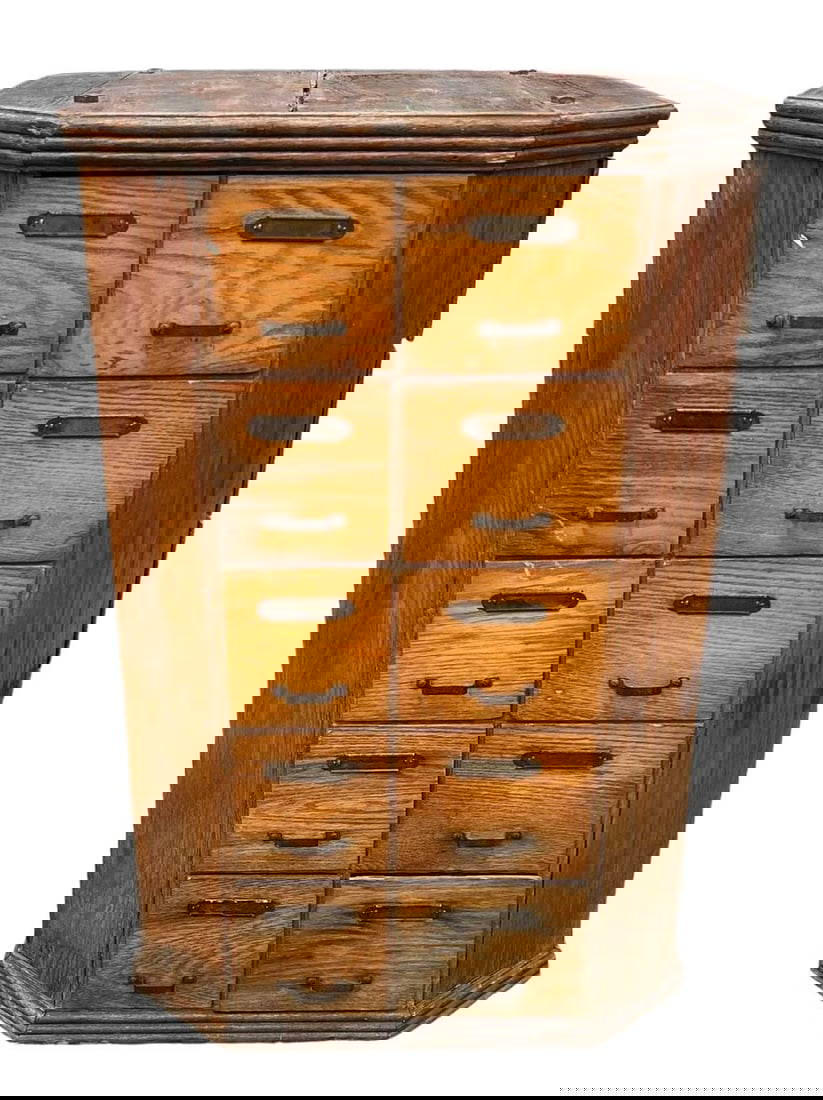 Early 40 Drawer Revolving Bolt Bin - 37"t, 23"w, 23"d Auction