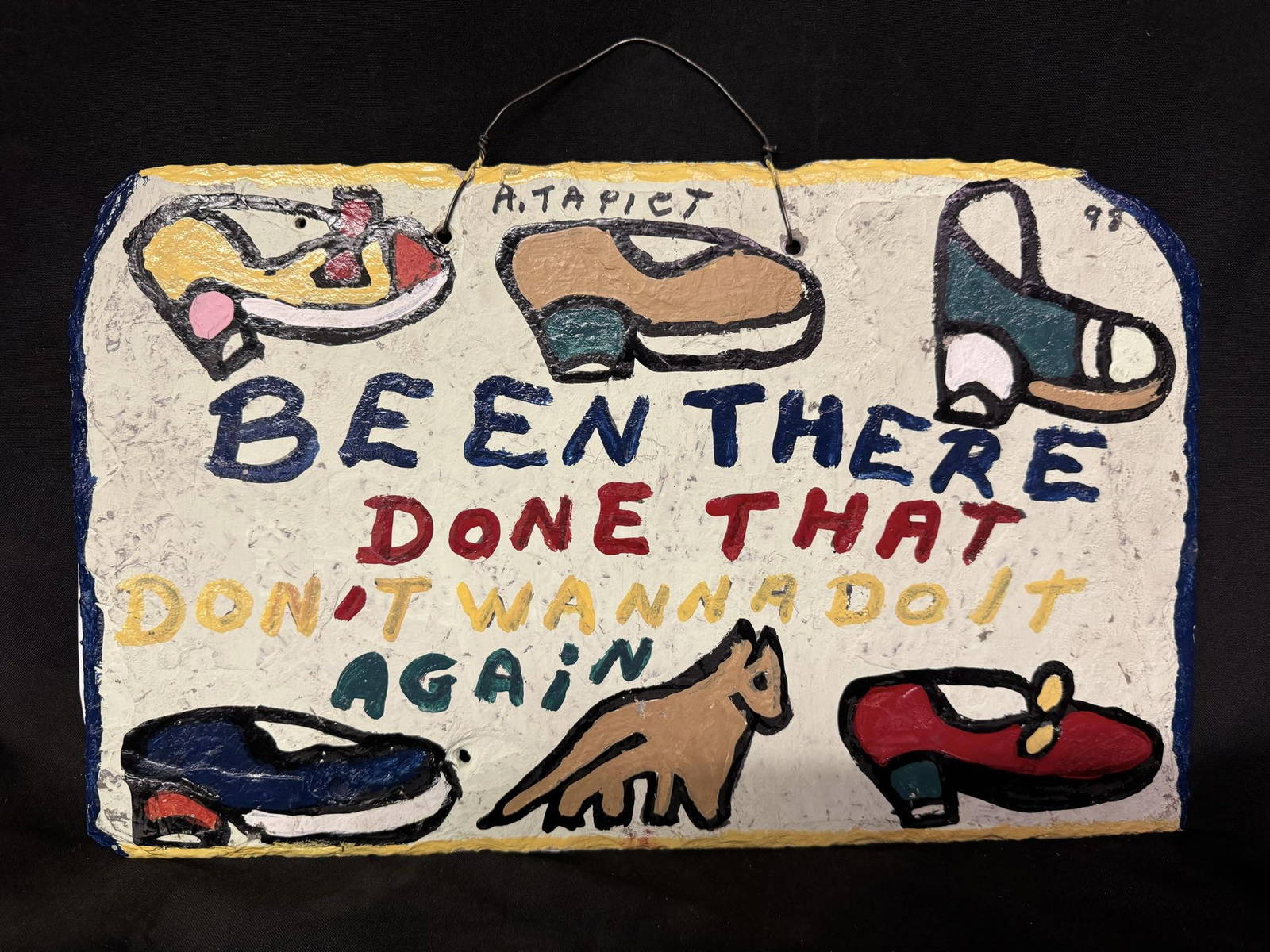 Shoe Shine Sign W/ History On Back Auction