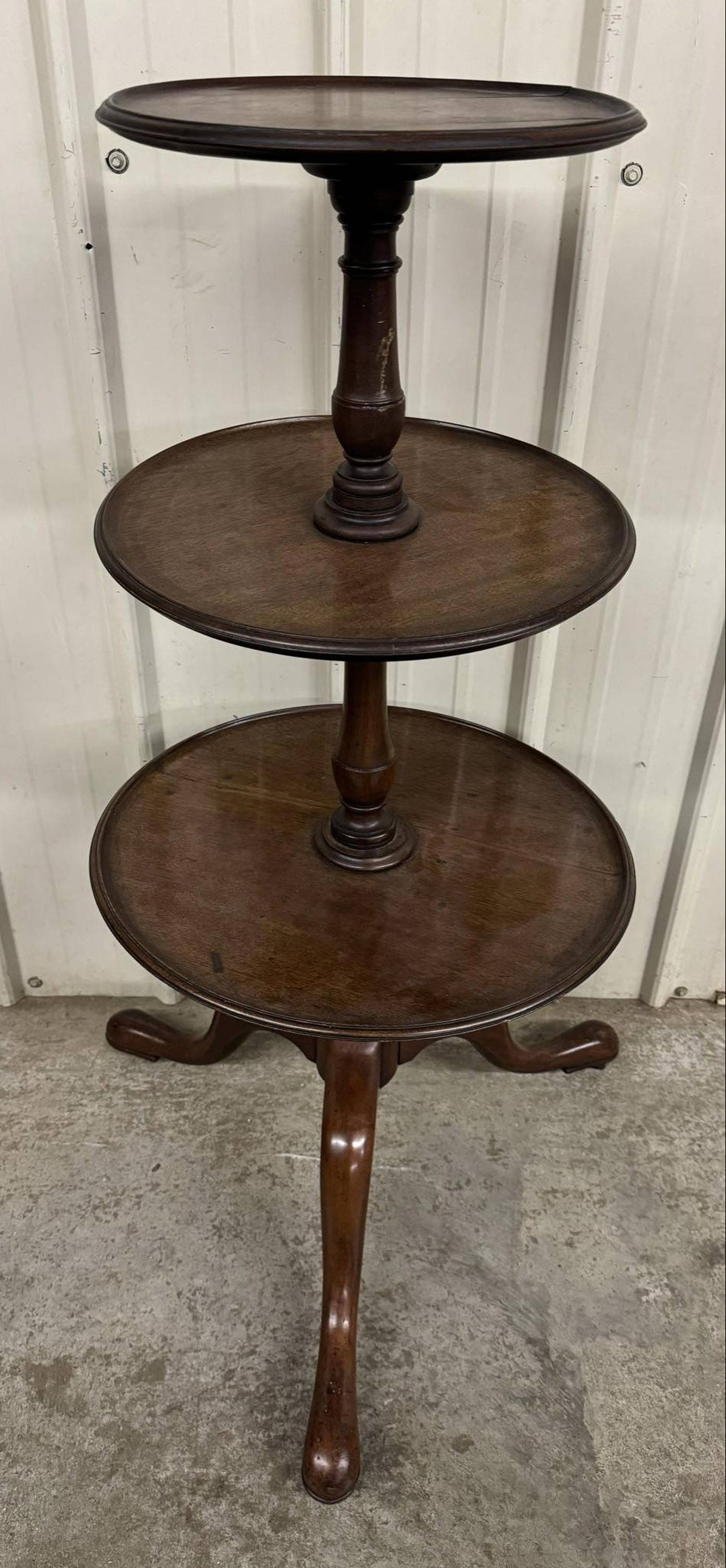Antique Mahogany 3 Tier Dumb Waiter Stand Auction