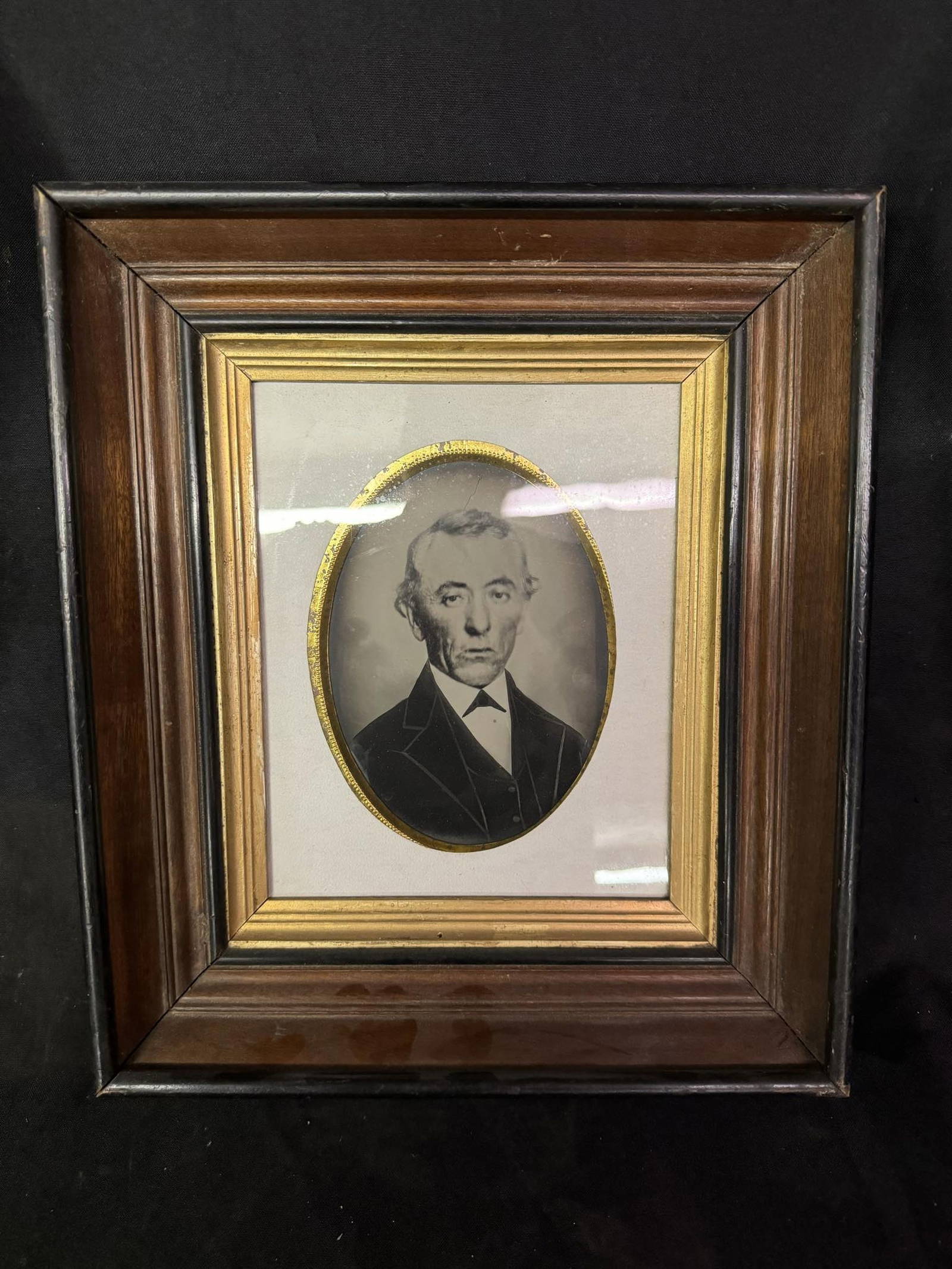 Electrograph Tintype Portrait Photograph In Walnut Frame Auction