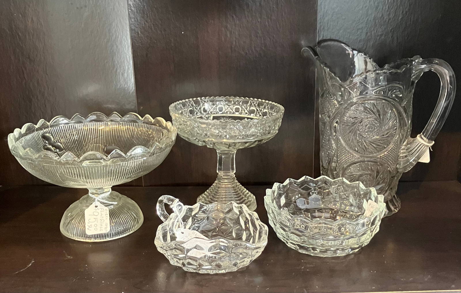 Early Glassware Including C. 1840's Flint Glass Dish, Fostoria Bowls ...