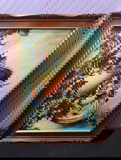 Vintage Edgar Nucum Signed Oil On Canvas, Colorful Depiction Of Pair Of ...