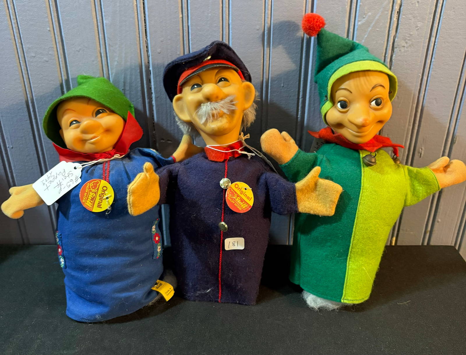 Trio Of Original Steiff Collectible Hand Puppets 10" Auction
