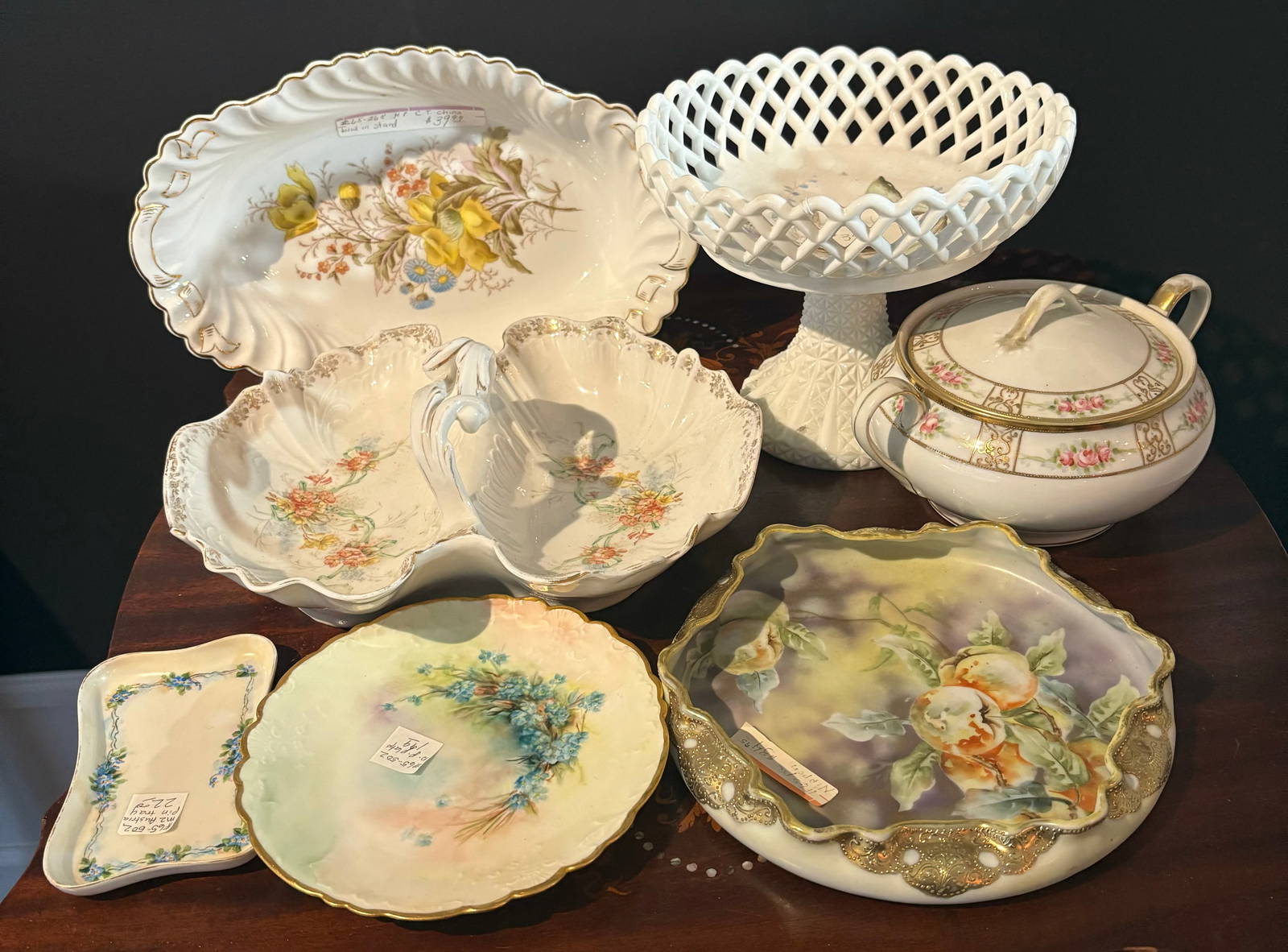 Hand Painted Nippon, Austrian Pin Tray, Divided Bowls And Nippon ...