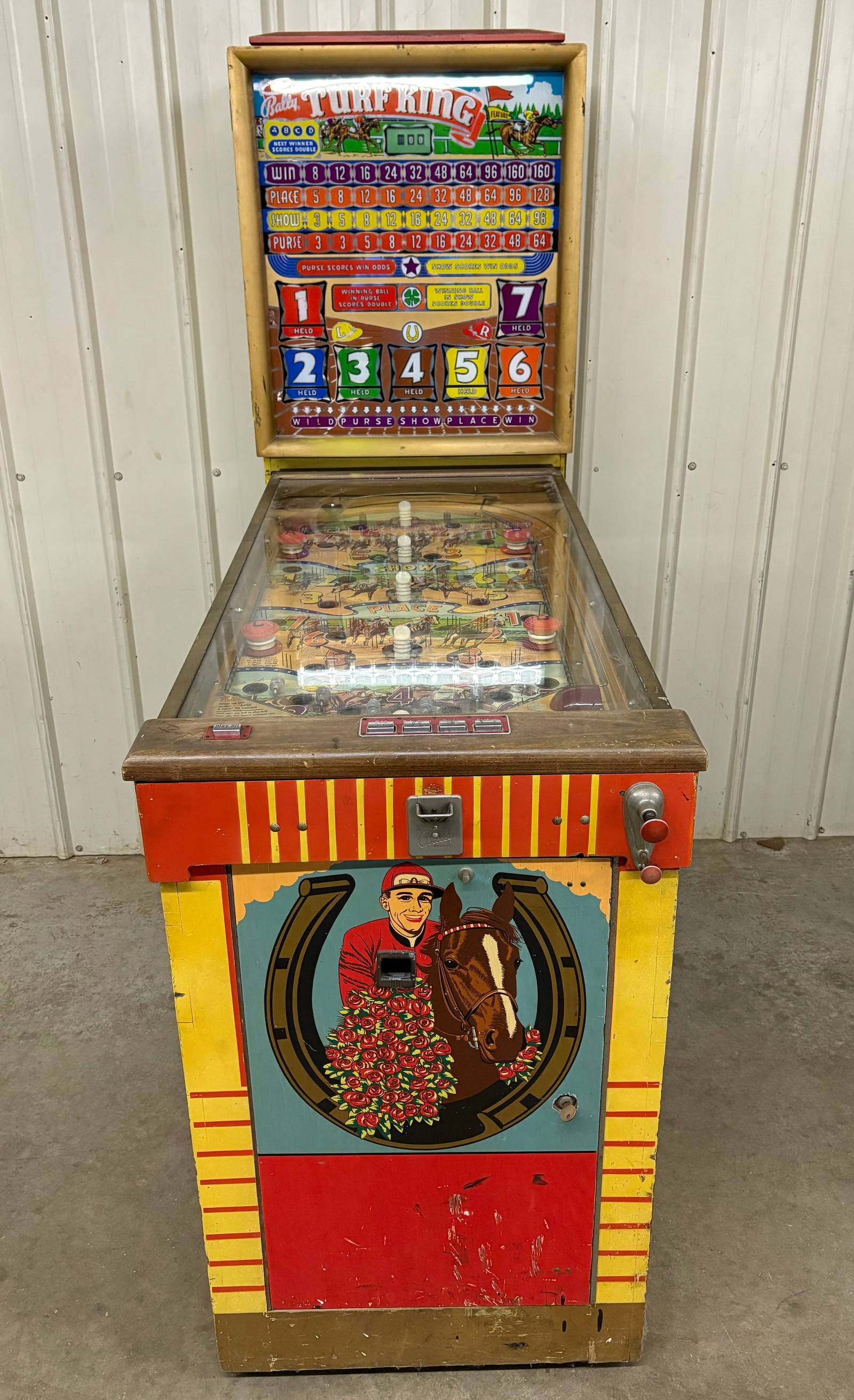 1950 Bally "turf King" Pinball Machine Em 25"x58"x73" Auction