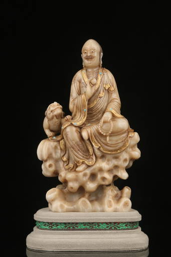 Shoushan Furong Stone Carved Fu'hu'luo'han Ornament