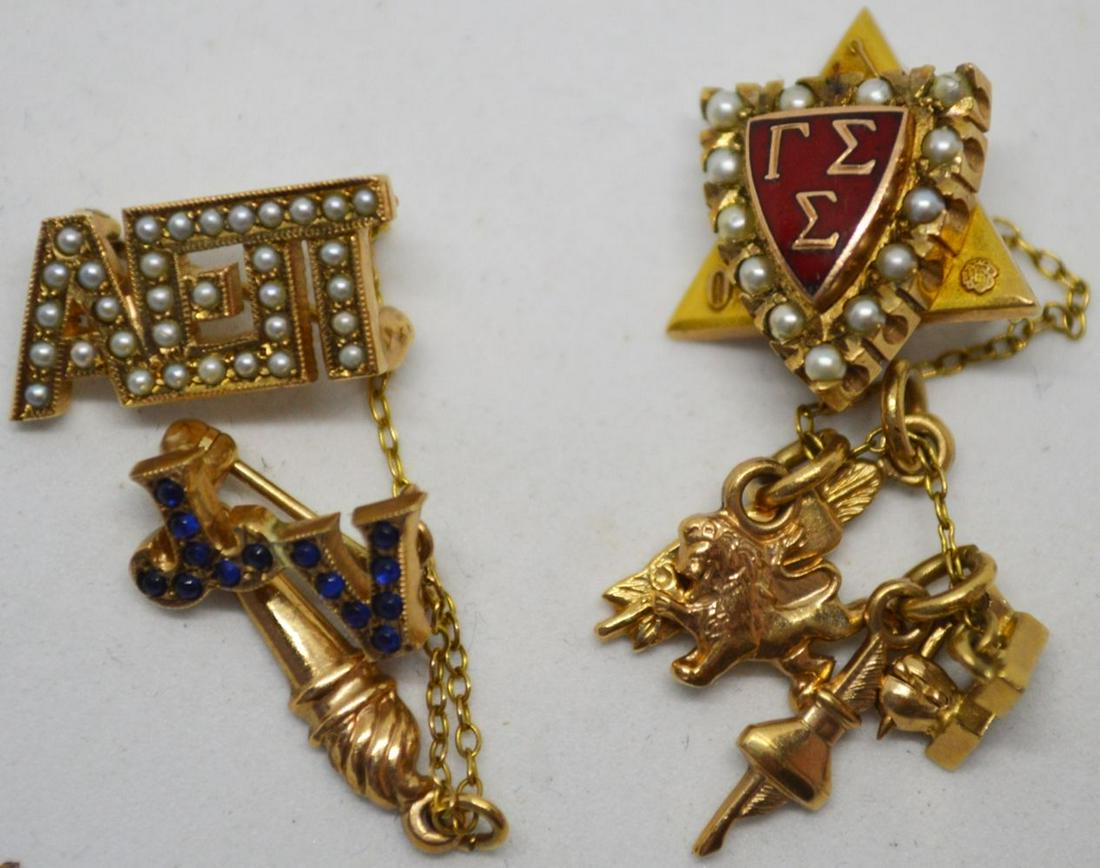 Vintage 10k Gold Fraternity / Sorority Pins