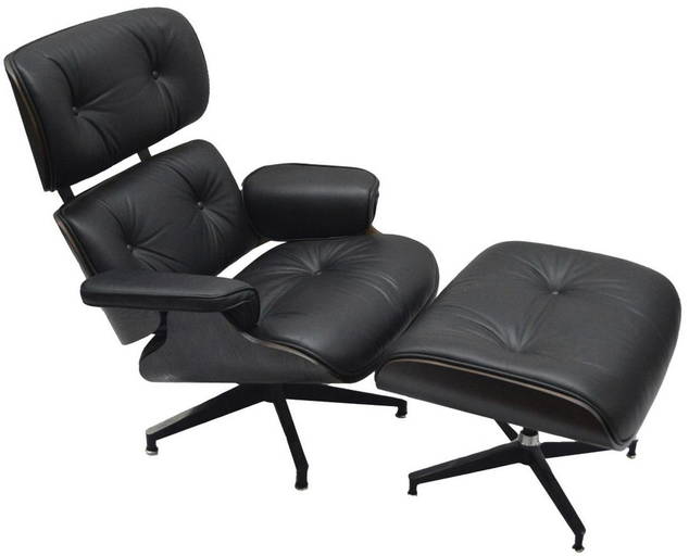 EAMES STYLE LEATHER LOUNGE CHAIR W OTTOMAN (#0152) on Jan 02, 2023 ...